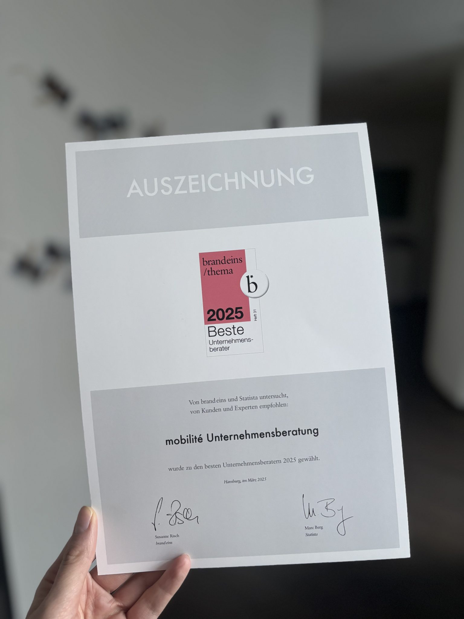 An der Spitze: mobilité als beste Unternehmensberatung 2025 ausgezeichnet – mobilité